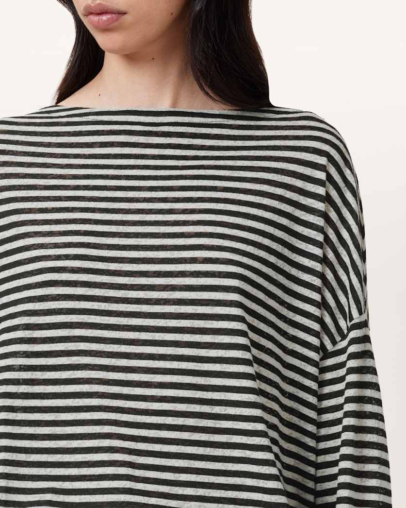 Rita Relaxed Fit Striped T-Shirt Chalk/Ink | ALLSAINTS US